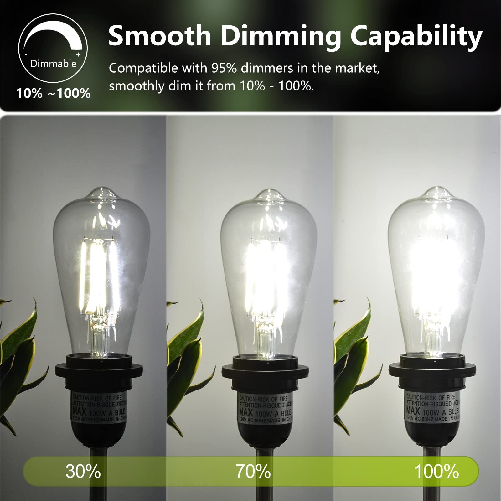 KOOHORO Vintage LED Light Bulbs,60 Watt Equivalent,Efficient 7W,Dimmable,ST58/ST19 Antique Light Bulbs,Daylight 5000K,LED Bulbs with CRI 90+,High Brightness 850LM,E26 Medium Base,Pack of 6