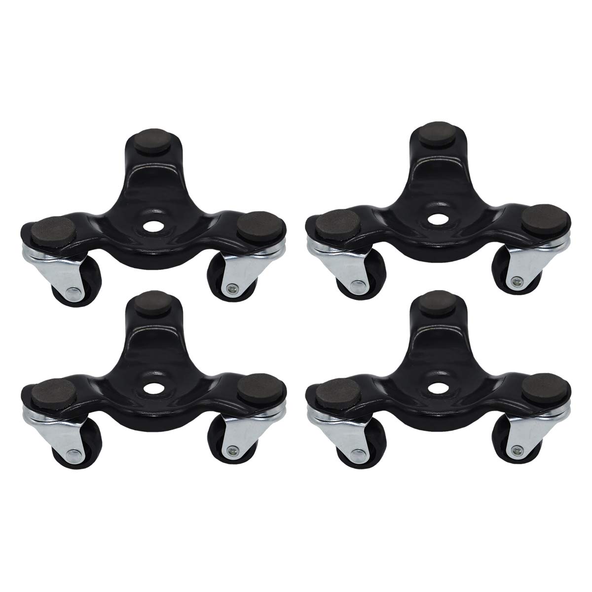 Grip 3 Wheel Furniture, Cabinet, Piano Movers Dolly 4 Pack - 160 lb Capacity - Padded Surface to Prevent Damage