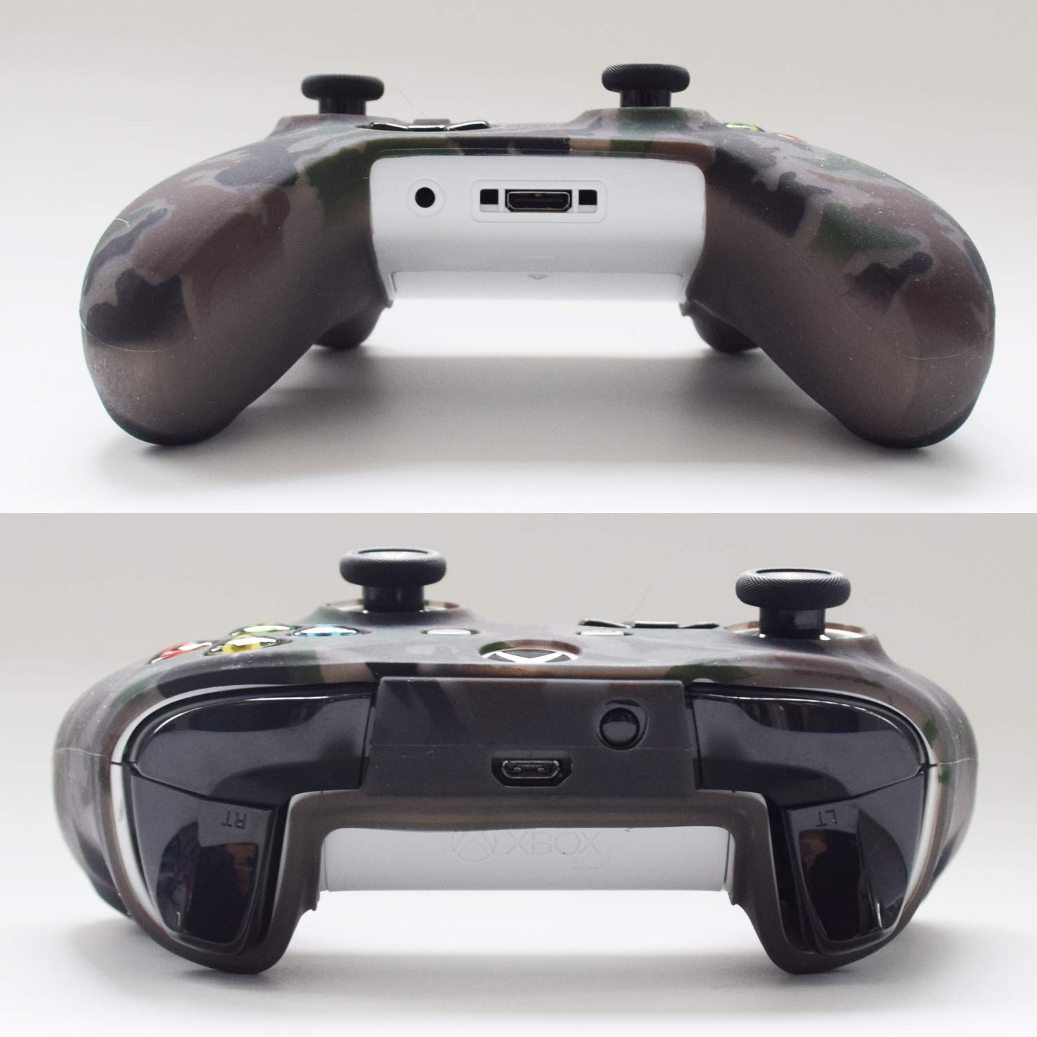 Hikfly Silicone Gel Controller Cover Skin Protector Kits for Xbox One/Xbox One S/Xbox One X Controller Video Games(1 x Controller Camouflage cover with 8 x Thumb Grip Caps)(Grey)