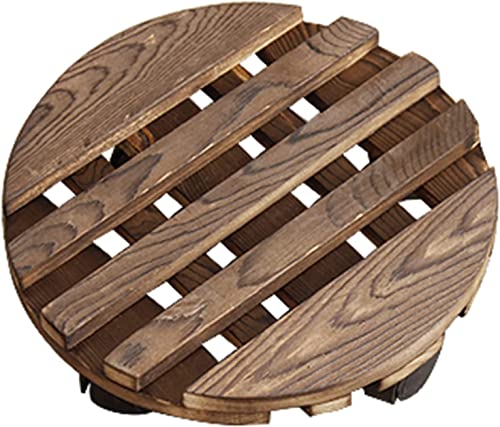 Tophacker Plant Caddy Wooden with Lockable Wheels, Round Plant Roller, Heavy Duty Rolling Plant Stand, Wood Plant Pot Stand for Indoor/Outdoor, Plant Rolling Tray (Color : A, Size : 20cm)