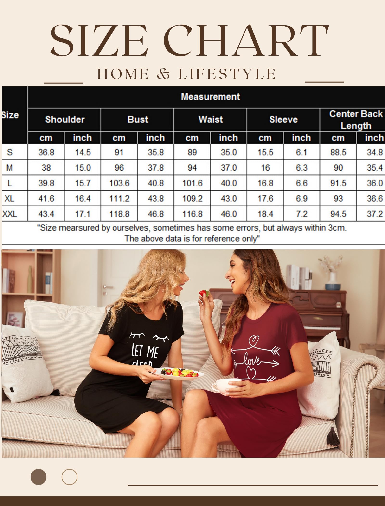 HOTOUCH Womens Night Sleepwear Short Sleeve Lightweight Knee Length Loose Fit Nightgown_Nightshirt A-Black, Large