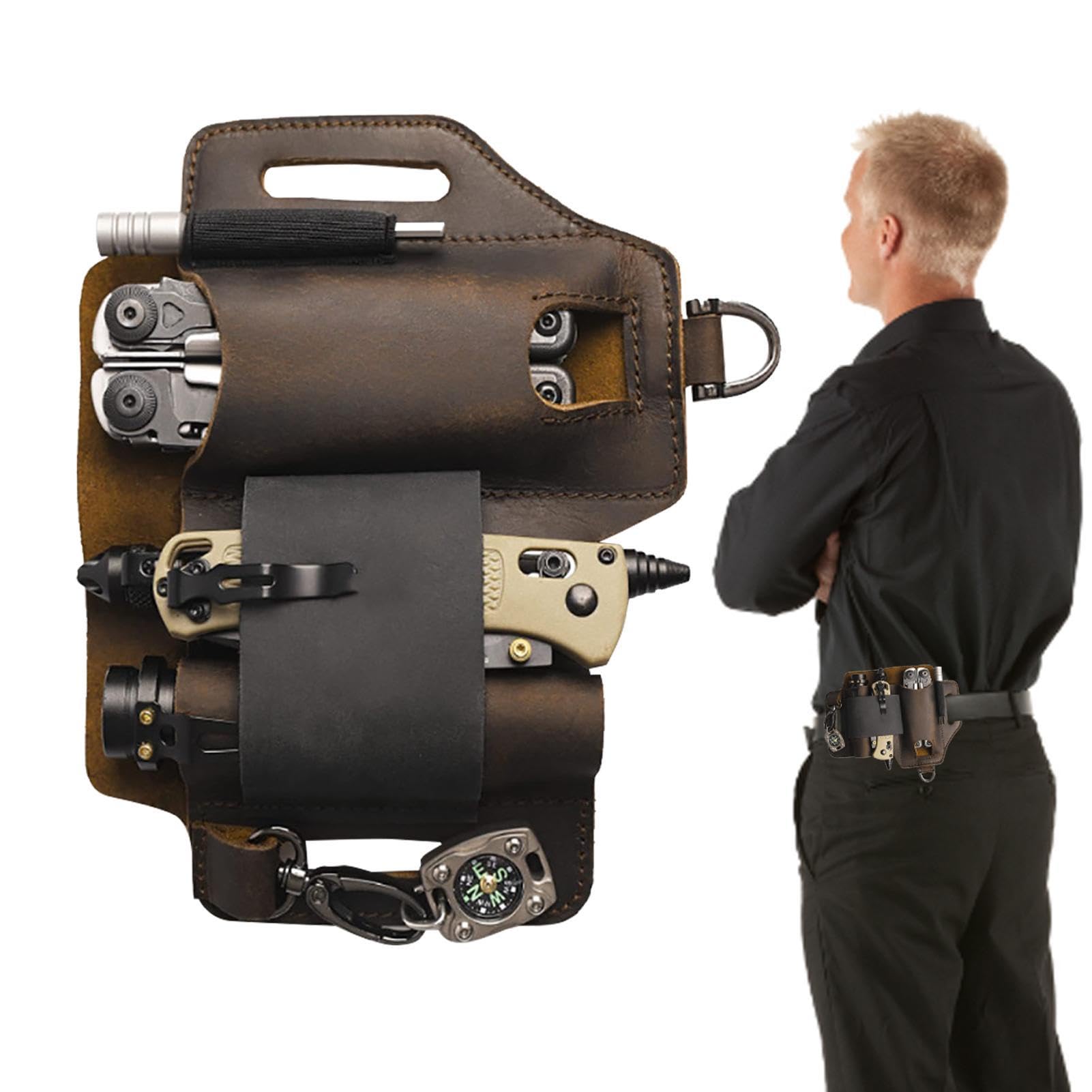 s Tool Holster - s Leather Sheath, Belt Sheath, Multi Tool Sheath Holder Holster | Leather Pouch with Holder, Men Leather s Organizer Sheath for Flashlight, Knives