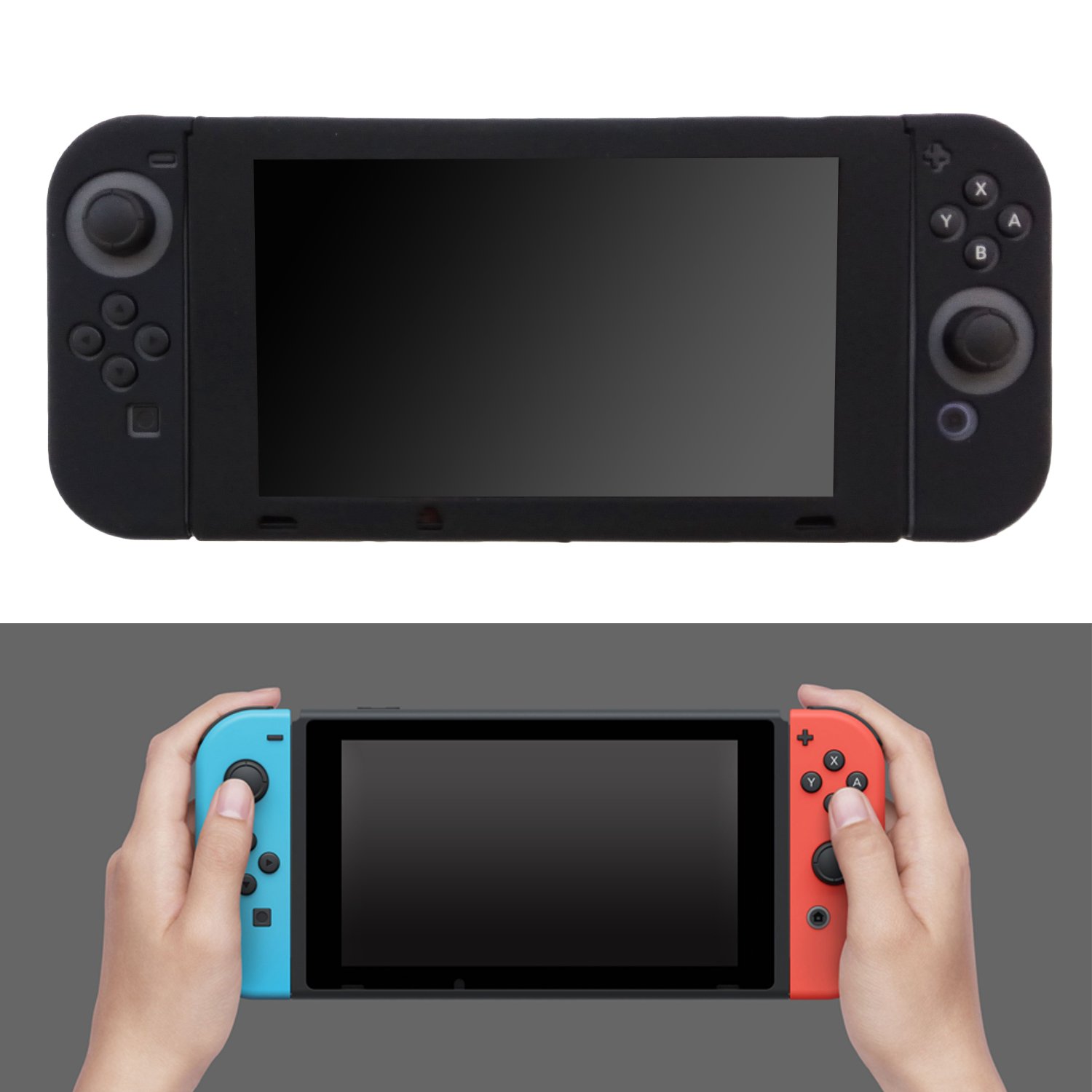 Hikfly Silicone Cover Compatible for Nintendo Switch 6.2" Screen(2017) ,Anti Slip Cover Case 3pcs Kits for Consoles and Joy-Con Controllers with 8pcs Thumb Grips Caps(Blue)