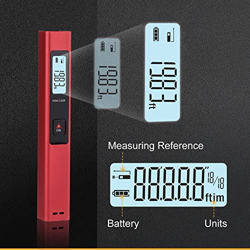 PREXISO 65Ft Digital Laser Measure, Pocket Mini Laser Measurement Tool, Ft/Ft+in/in/M Unit, Red Laser Distance Meter Pen Backlit Display for Home, Construction, Industries with AAA Batteries (Red)