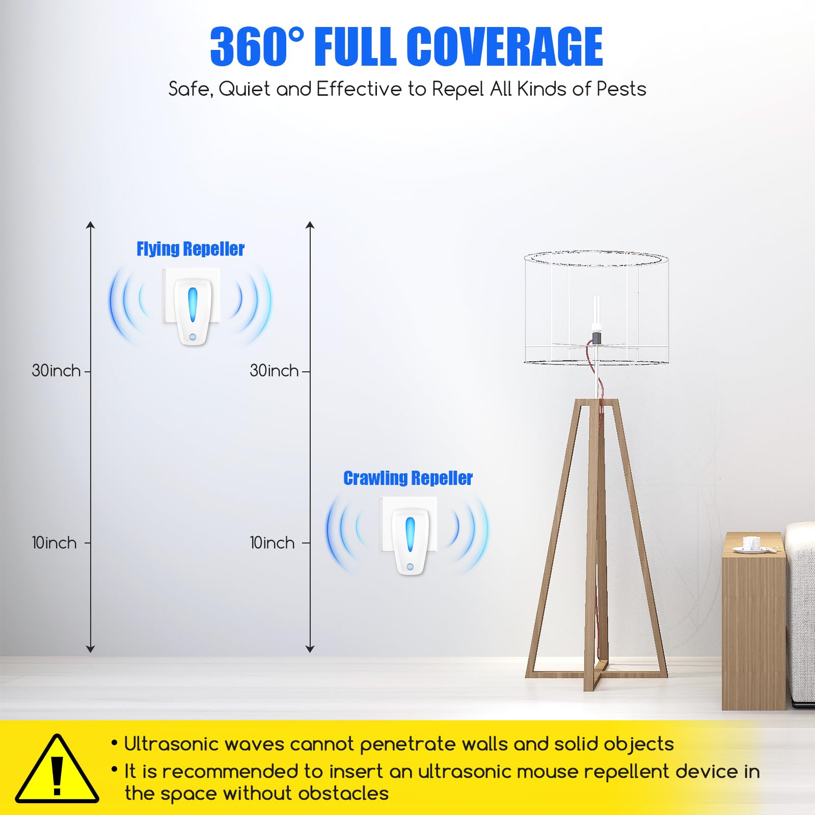Ultrasonic Pest Repeller Plug in 6 Packs Ultrasonic Electronic Bug Repellent Indoor Pest Control Rat Repeller Mouse Repeller for Home Kitchen Office Warehouse for Mosquito Roach Mice Ant Spider