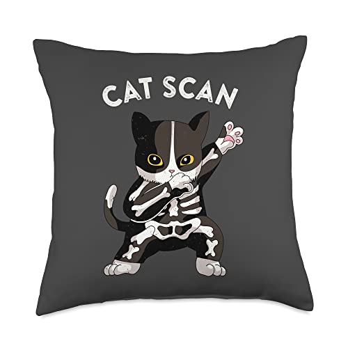 Radiology Technician Gifts for Rad Techs CT Scan Funny Cat X-Ray Pun Meme Rad Tech Throw Pillow, 18x18, Multicolor