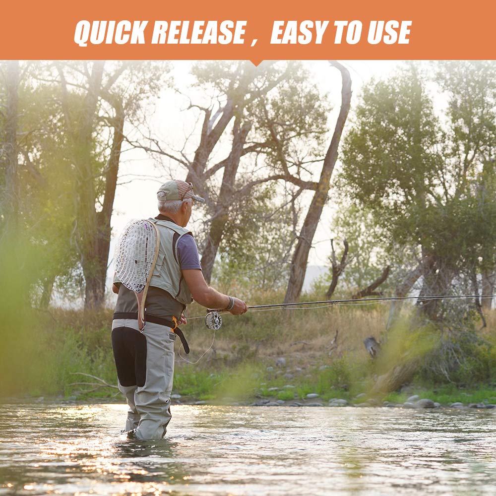 Goture Fly Fishing Landing Trout Net Catch and Release Net - Wooden Frame with Soft Rubber Mesh
