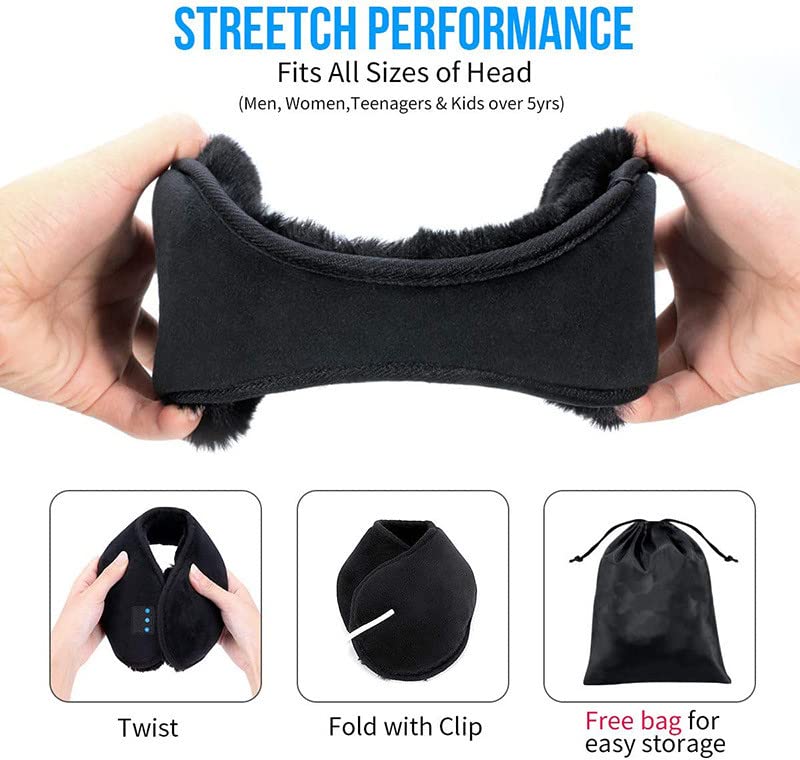 Wireless Bluetooth Ear Muffs for Winter Women Men, Built-in HD Speakers & Microphone, for Winter Outdoor Sports Travel
