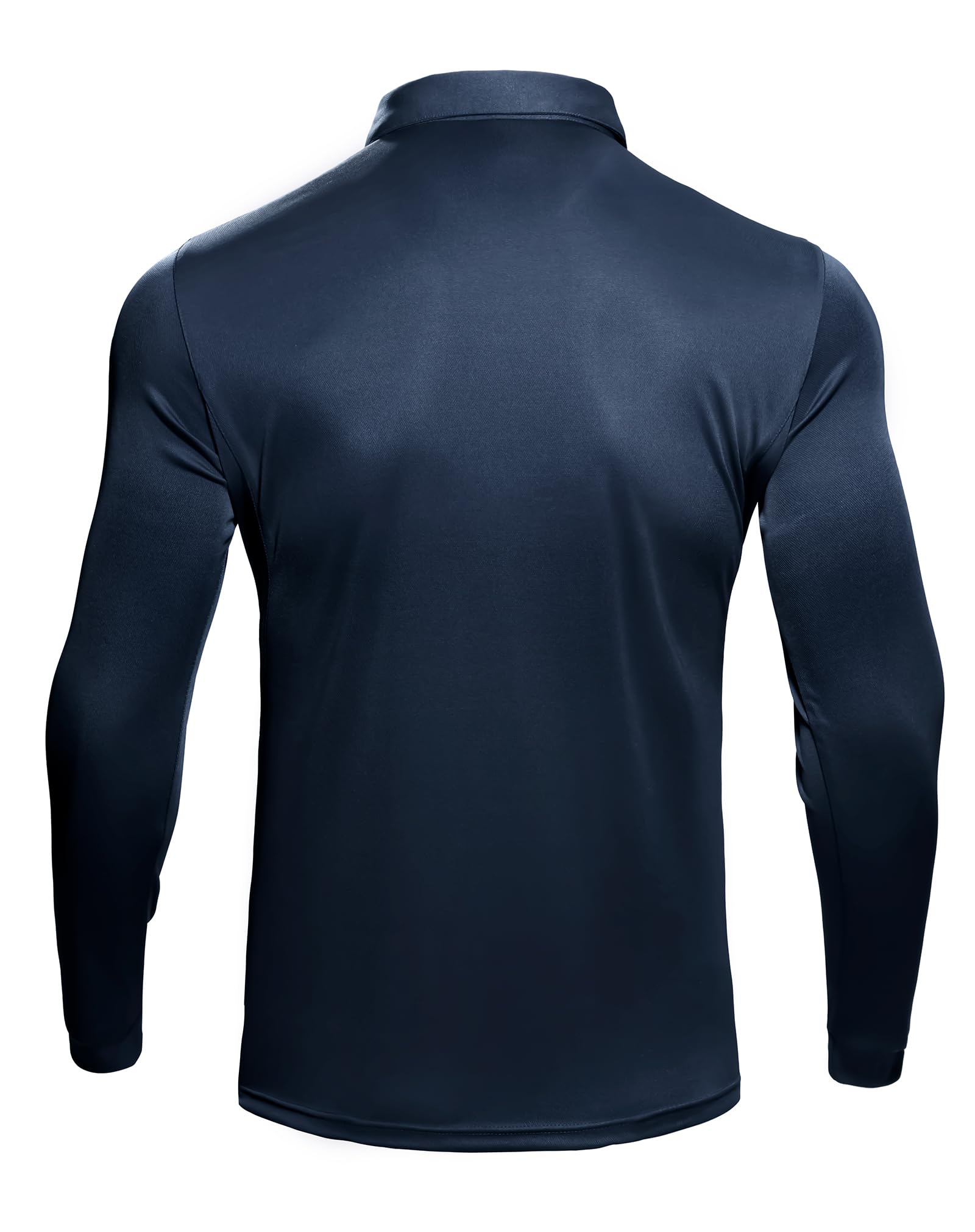 Haimont Tactical Polo Shirts for Men, Mens Outdoor Sport Performance Long Sleeve Quick Dry Polyester Golf Shirts Dark Blue, S