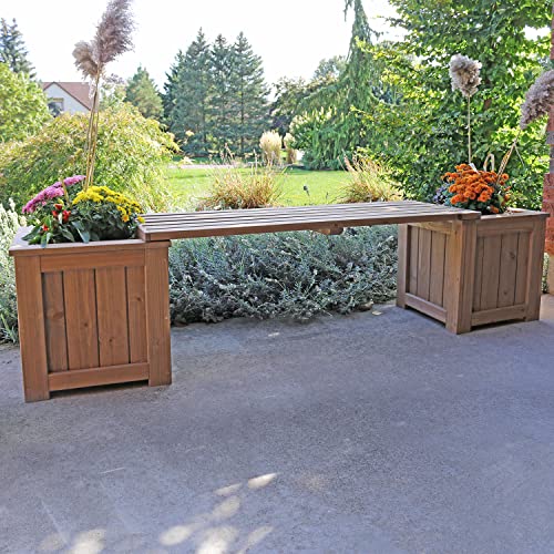 Yardistry YM12841 Planter Bench, Mocha Brown Stain