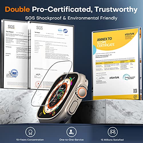 TOCOL 4 Pack for Apple Watch Ultra 2/1 Screen Protector 49mm, [10X Military-Grade Shockproof], Tempered Glass Screen Protector for iWatch Ultra 49mm, Anti-Scratch, High Definition, Ultra Thin, Clear