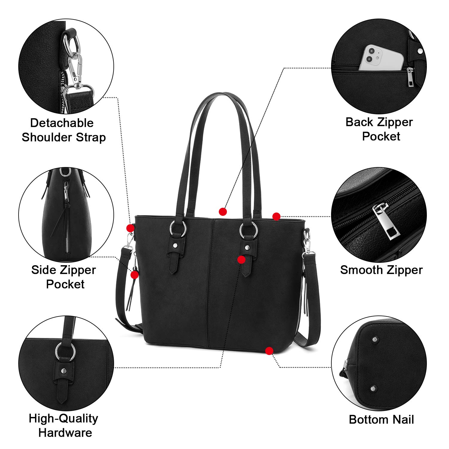 Handbags for Women Shoulder Bags Tote Satchel Hobo 2pcs Purse Set