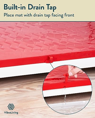 Under Sink Drip Tray - Silicone Liner Mat for Under Kitchen or Bathroom Sink - Waterproof Organizer Protects Floors from Leaks - 34" x 22" Red
