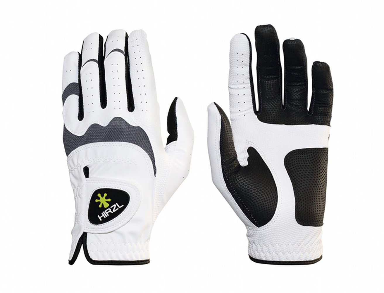 Hirzl Trust Hybrid Golf Gloves Mens Worn on Left Hand (Right Handed Golfer) Super-Strong Kangaroo Leather White / Black Small Ultra Grip Mitt