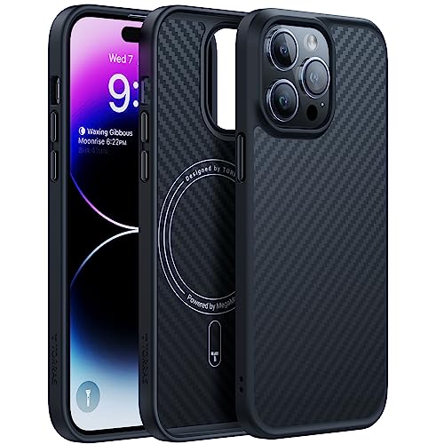 TORRAS 2023 Upgraded MegaMag Shield Designed for iPhone 14 Pro Max Case [Military Grade Drop Tested] [Compatible with MagSafe] for iPhone 14 Pro Max Phone Case [Aramid Fiber Made], Black