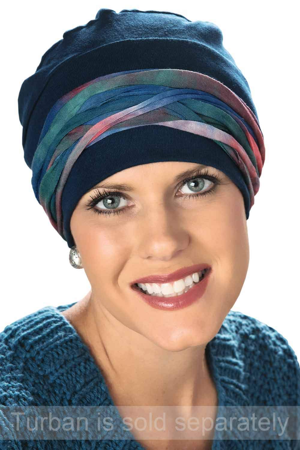 Headcovers Unlimited 100% Cotton Three Seam Turban | Chemo Turbans for Cancer Patients Royal Blue Heather
