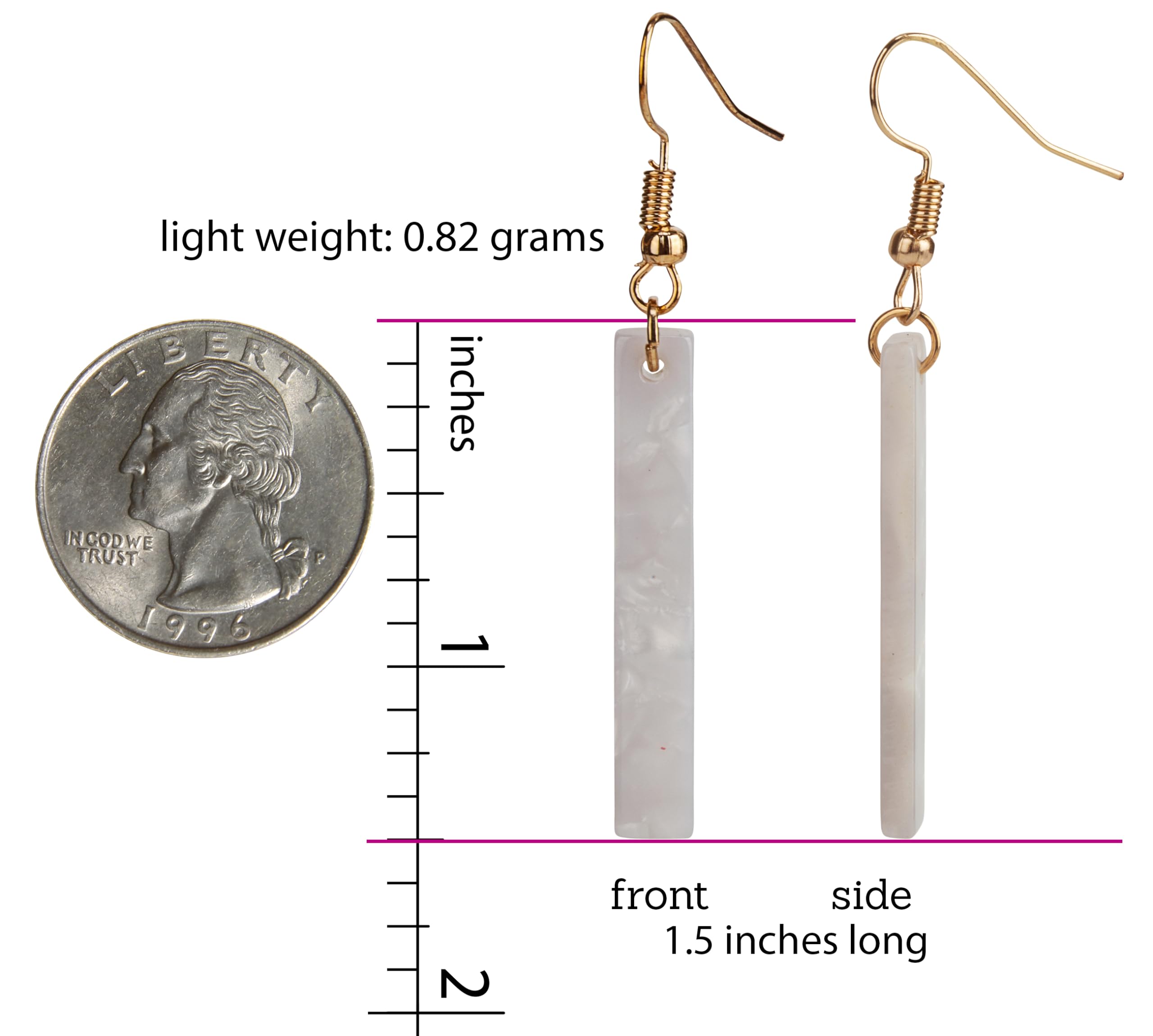 Handmade Resin Bar Earrings for Women (Brown Black)