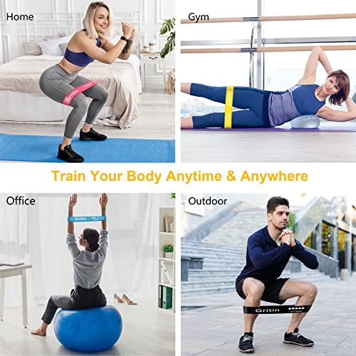 Gritin Resistance Bands,Exercise Bands Loop Bands with Instruction Guide and Carry Bag - Pack of 5 Different Resistance Levels Elastic Bands for Working Out, Exercise,Gym,Training,Yoga