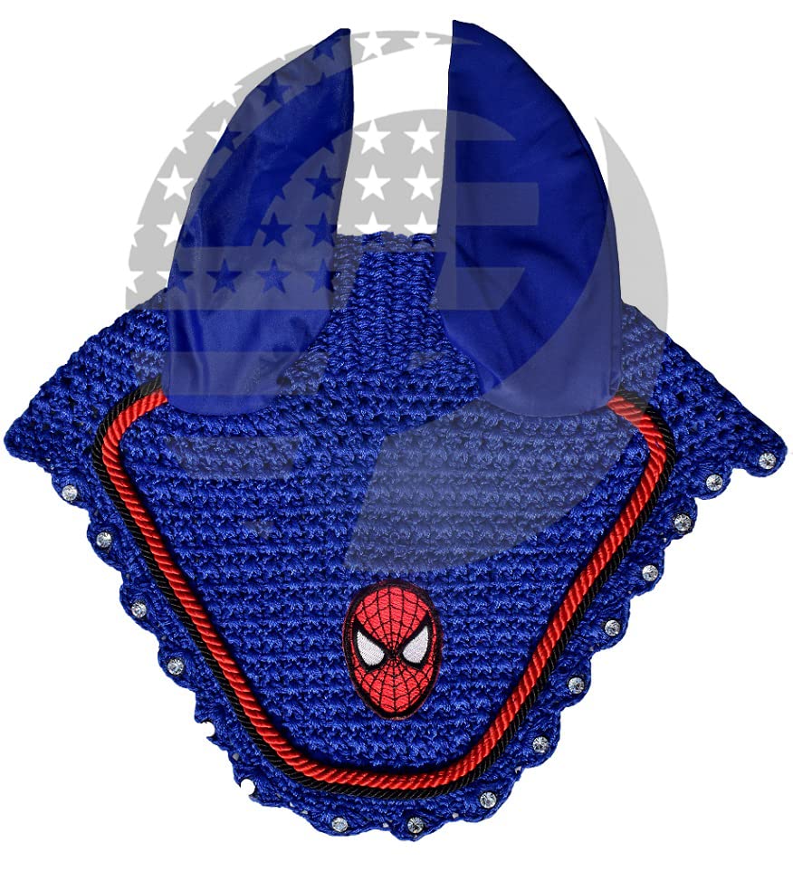 Spider Man Horse Ear Bonnet Fly Veil Crochet Equestrian Bonnet Full/Cob/Pony (Full)