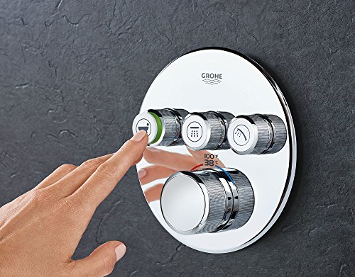 GROHE 29138000 Grohtherm Triple-Function Shower Thermostatic Valve Trim Kit, Starlight Chrome