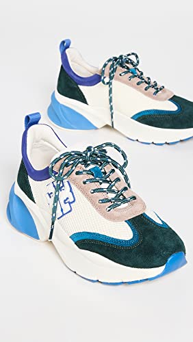 Tory Burch Women's Good Luck Trainers, New Ivory/New Cream/Forest Gr, Blue, 7 Medium US