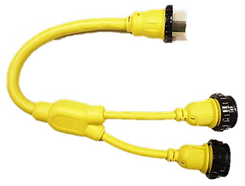 High Tide Marine (2) 30 amp Locking Male Plugs to (1) 50 amp Locking Female Shore Power Splitter (8167)