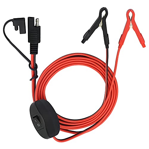 PNGKNYOCN SAE to Battery Alligator Clip 12V 16AWG Wire Harness SAE with Switch Quick Release Adapter to Alligator Clips Quick Disconnect Cable(2M)