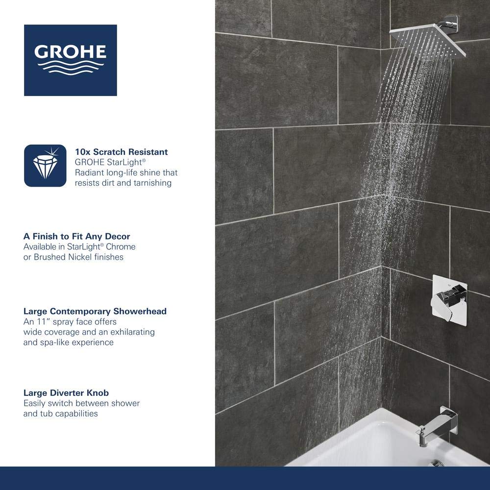 GROHE 35097000 Tallinn Single Handle 1 Spray Bathtub Shower Faucet in Starlight Chrome
