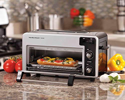 Hamilton Beach Toastation Oven with 2 Slice Toaster Combo, Ideal for Pizza, Chicken Nuggets, Fries and More, Black (22720)