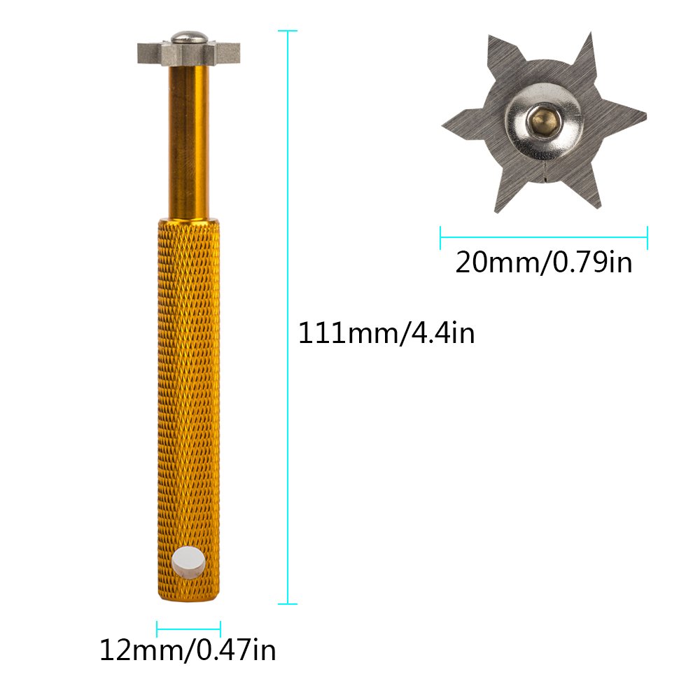 HIFROM Groove Sharpener with 6 Heads - Golf Club Groove Sharpener Re-Grooving Tool and Cleaner Replacement for All Irons Pitching Sand Lob Gap and Approach Wedges and Utility Clubs Gold Color