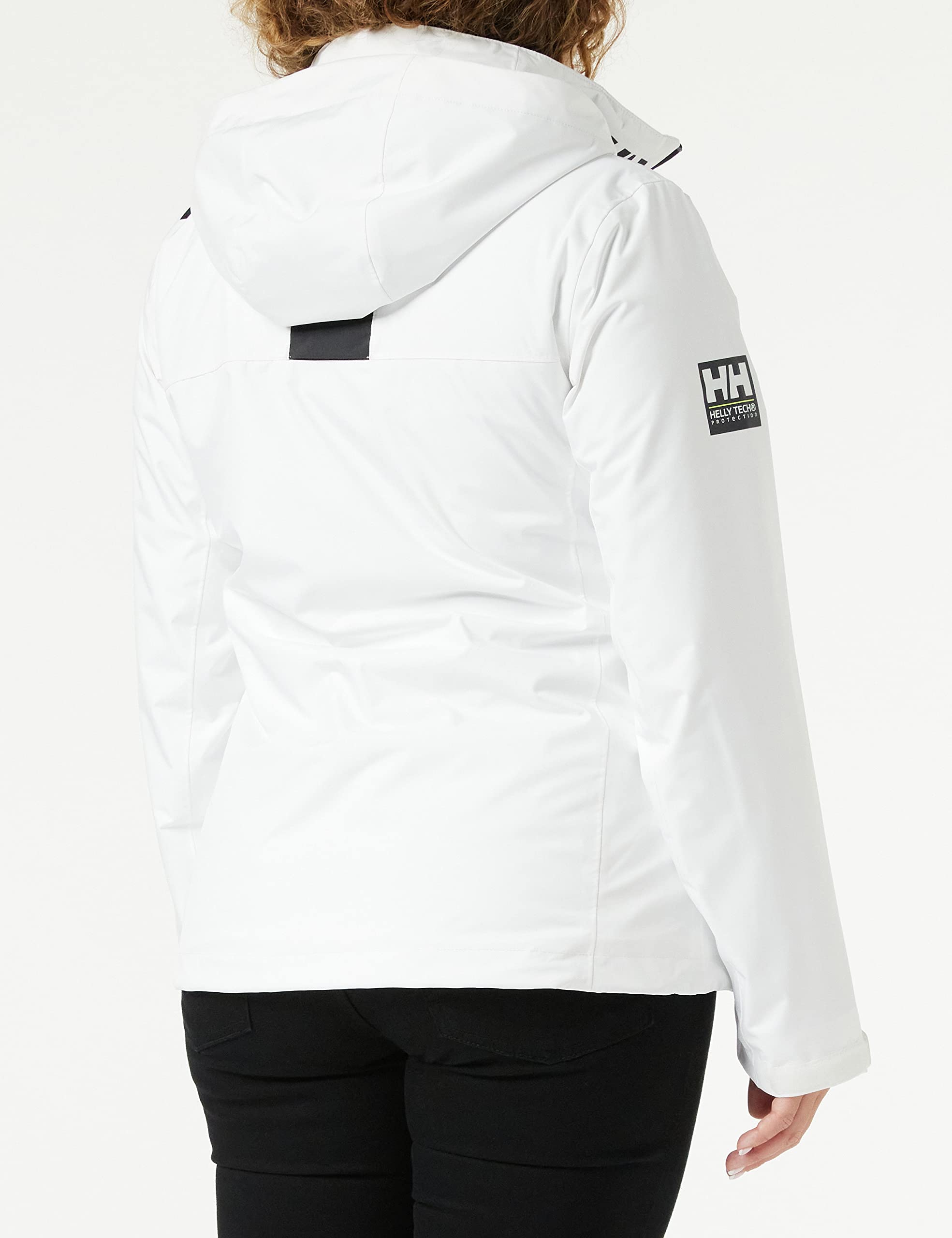 Helly Hansen Women's Crew Hooded Midlayer Fleece Lined Waterproof Rain Jacket, 001 White, XX-Large
