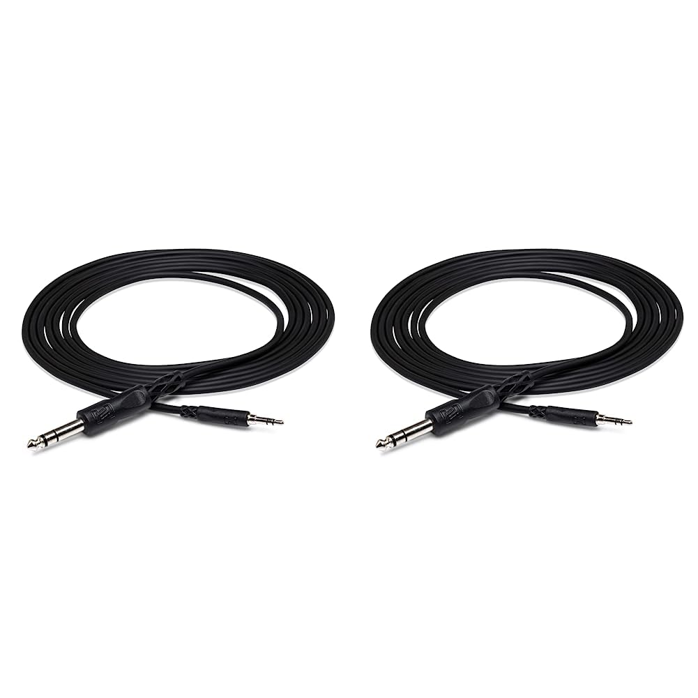 HOSA CMS-110 3.5 mm TRS to 1/4'' TRS Stereo Interconnect Cable, 10 Feet & CMS-105 3.5 mm TRS to 1/4'' TRS Stereo Interconnect Cable, 5 Feet