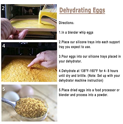 Zanup 3 Pcs Edge Silicone Dehydrator Sheets Mats for Liquids, Nonstick Fruit Leather Dehydrator Trays Compatible with Cosori CP267-FD, Reusable Silicone Trays for Baking Cooking Dehydrating Eggs Herbs