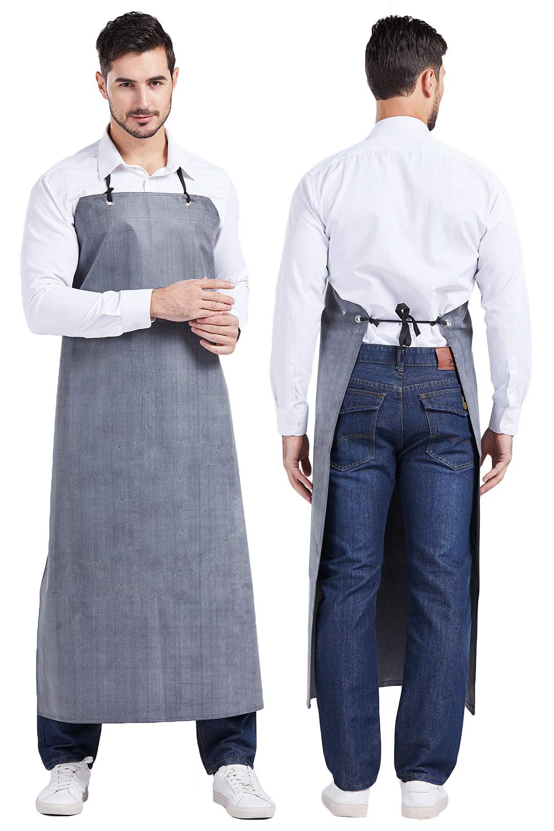 Nanxson Men’s Apron Thick Rubber Waterproof Apron Factory Butcher Adjustable Working Apron CF3024 (white)