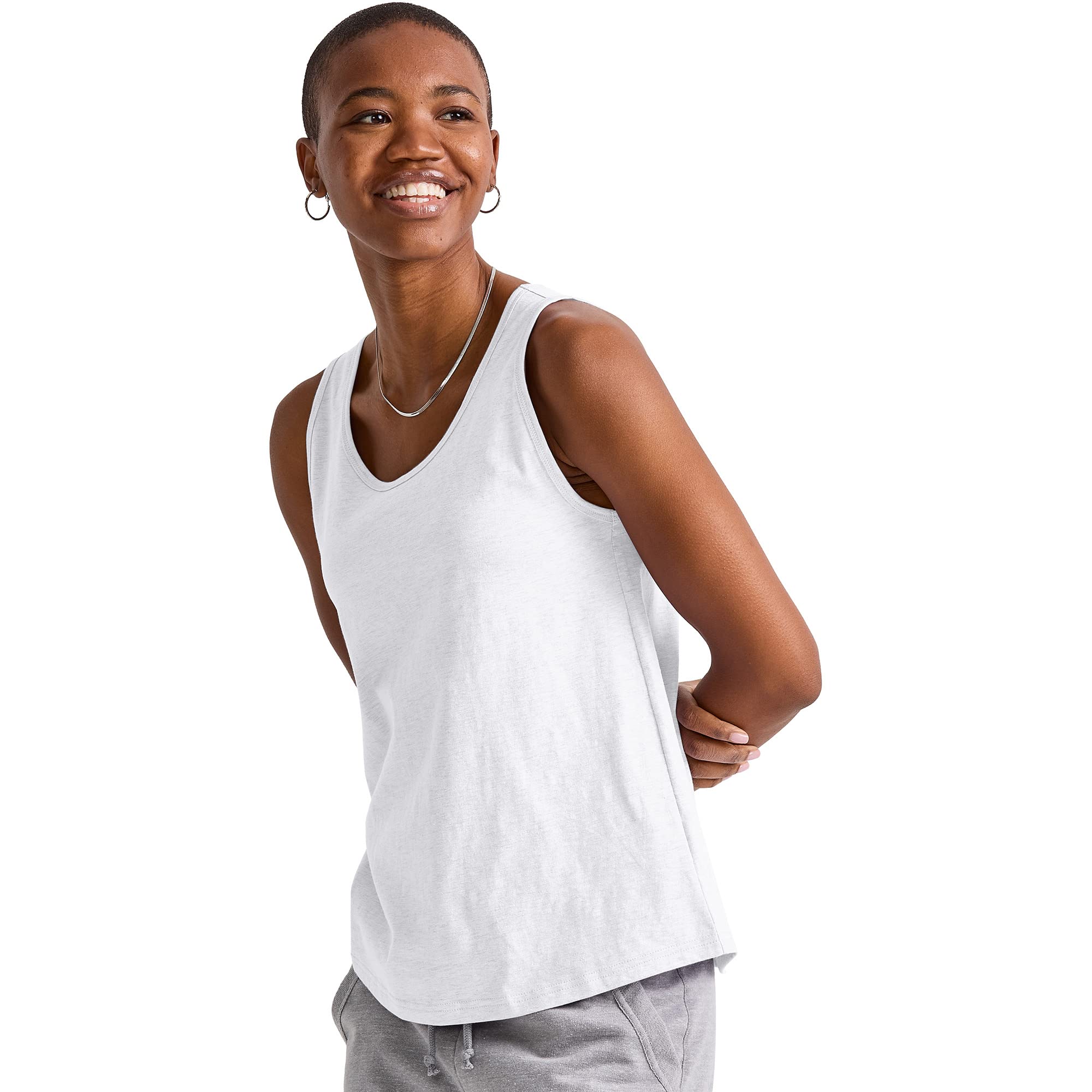 Hanes Originals Tri-Blend Tank Top, Lightweight Sleeveless Shirt for Women, Plus, ECO White, Medium