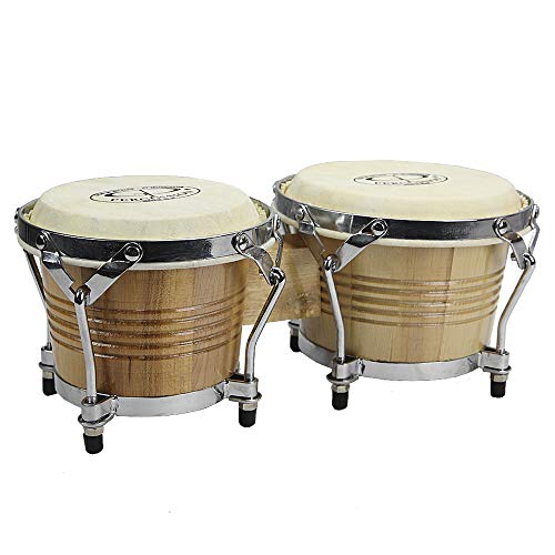 GP Percussion B2 Pro-Series Tunable Bongos 6 & 7 Inch (Clear Finish, Hickory)