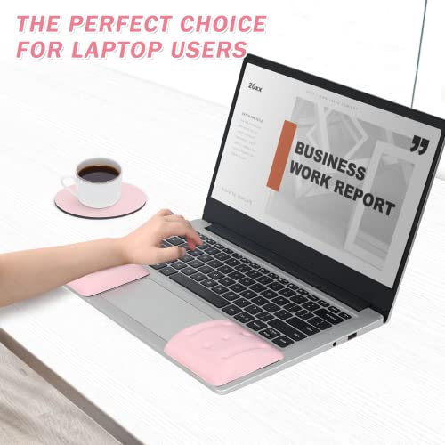 VAGAU Wrist Rests for Laptop, Laptop Wrist Support for Keyboard and Mouse, Ergonomic Memory Foam Wrist Pads for Laptop, Office, Computer, Comfortable Typing Wrist Pain & Carpal Tunnel Relief(Pink)