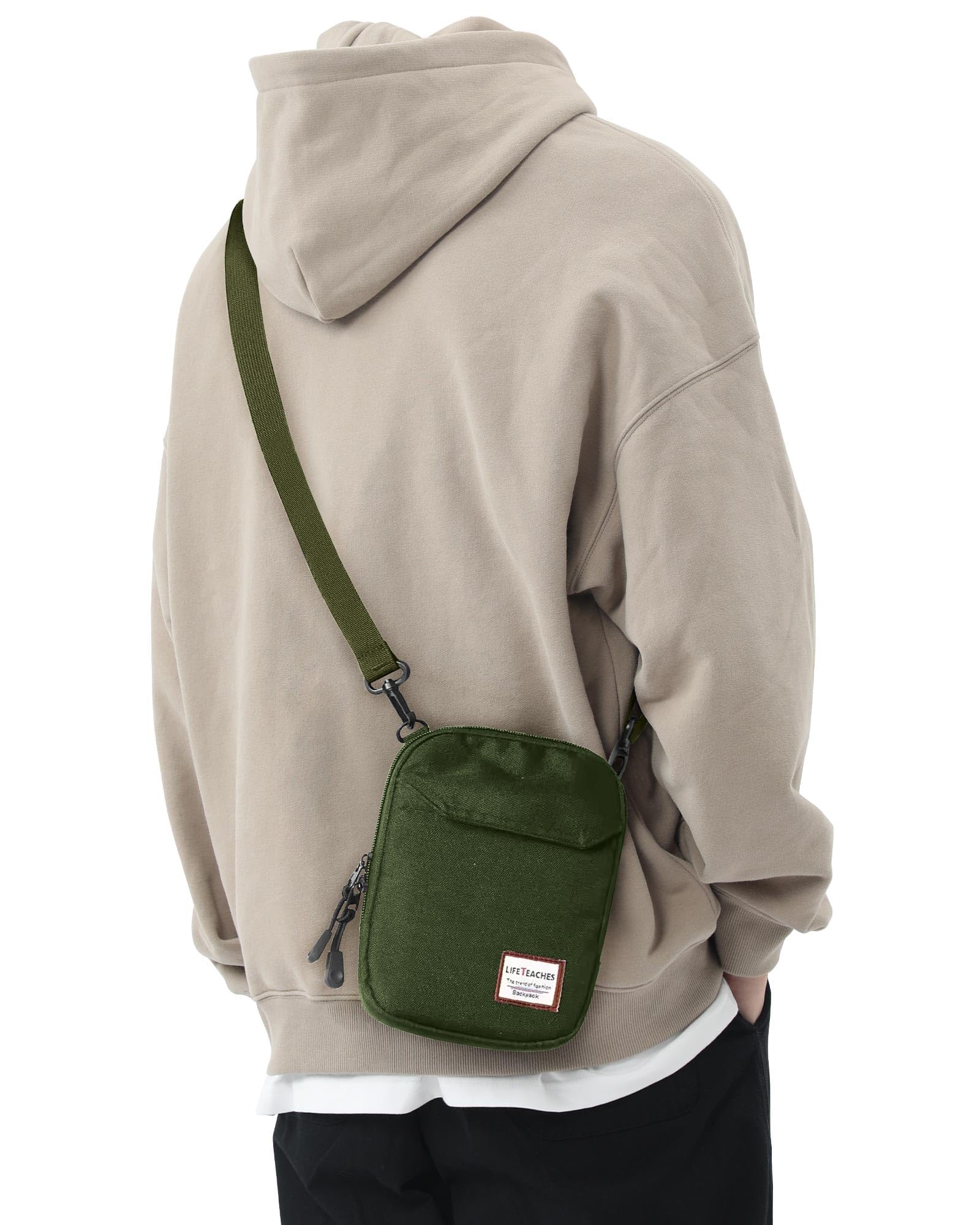 Green Mini Crossbody Bag Small Shoulder Bag For Men Travel Wallet Passport Holder Phone Purse Unisex, Mini Messenger Satchel Bag For Women Fanny Pack Neck Pouch Bag With Headphone Jack