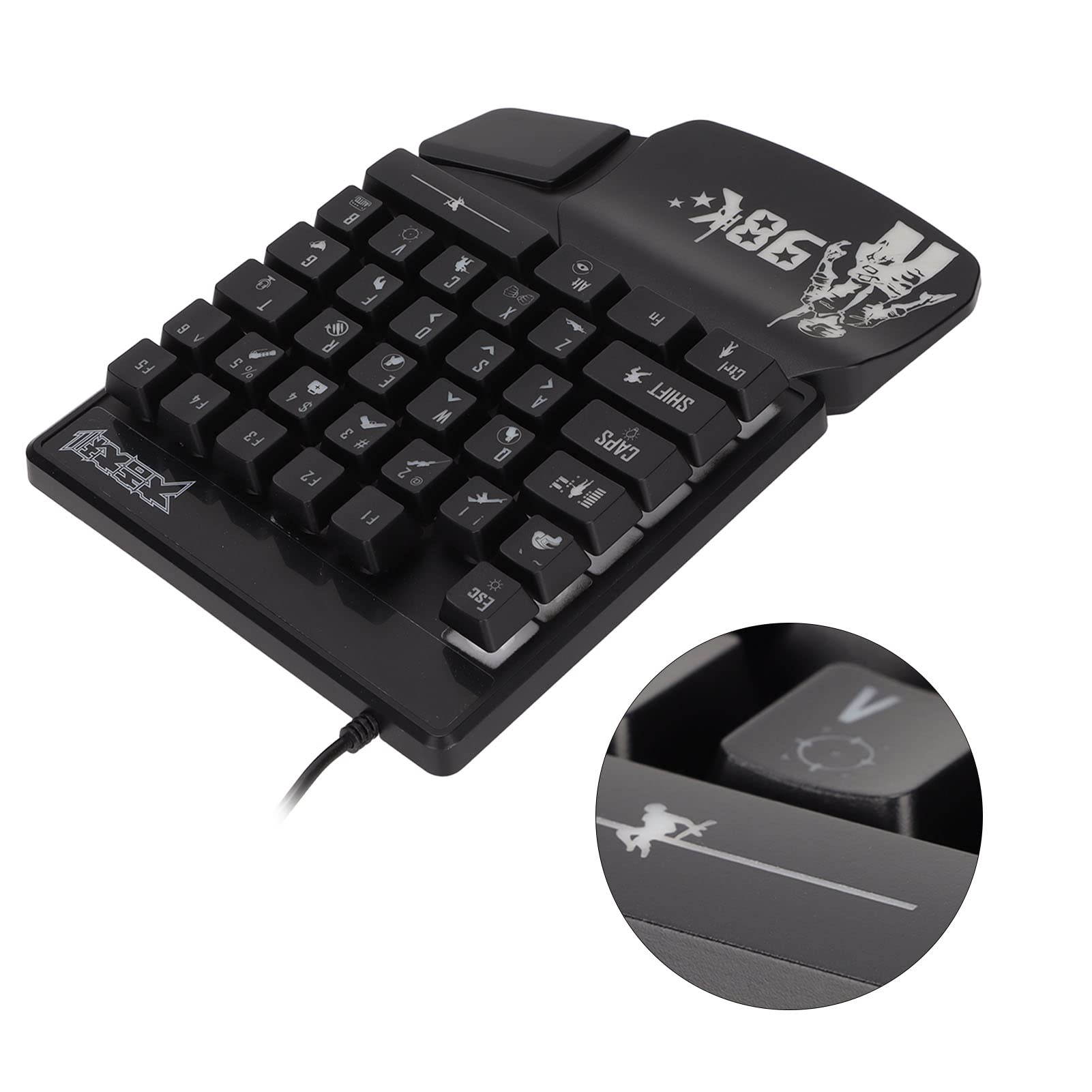 Onehanded Gaming Keyboard, ABS Material 35 Keys Esports onehanded Computer Gaming Keyboard