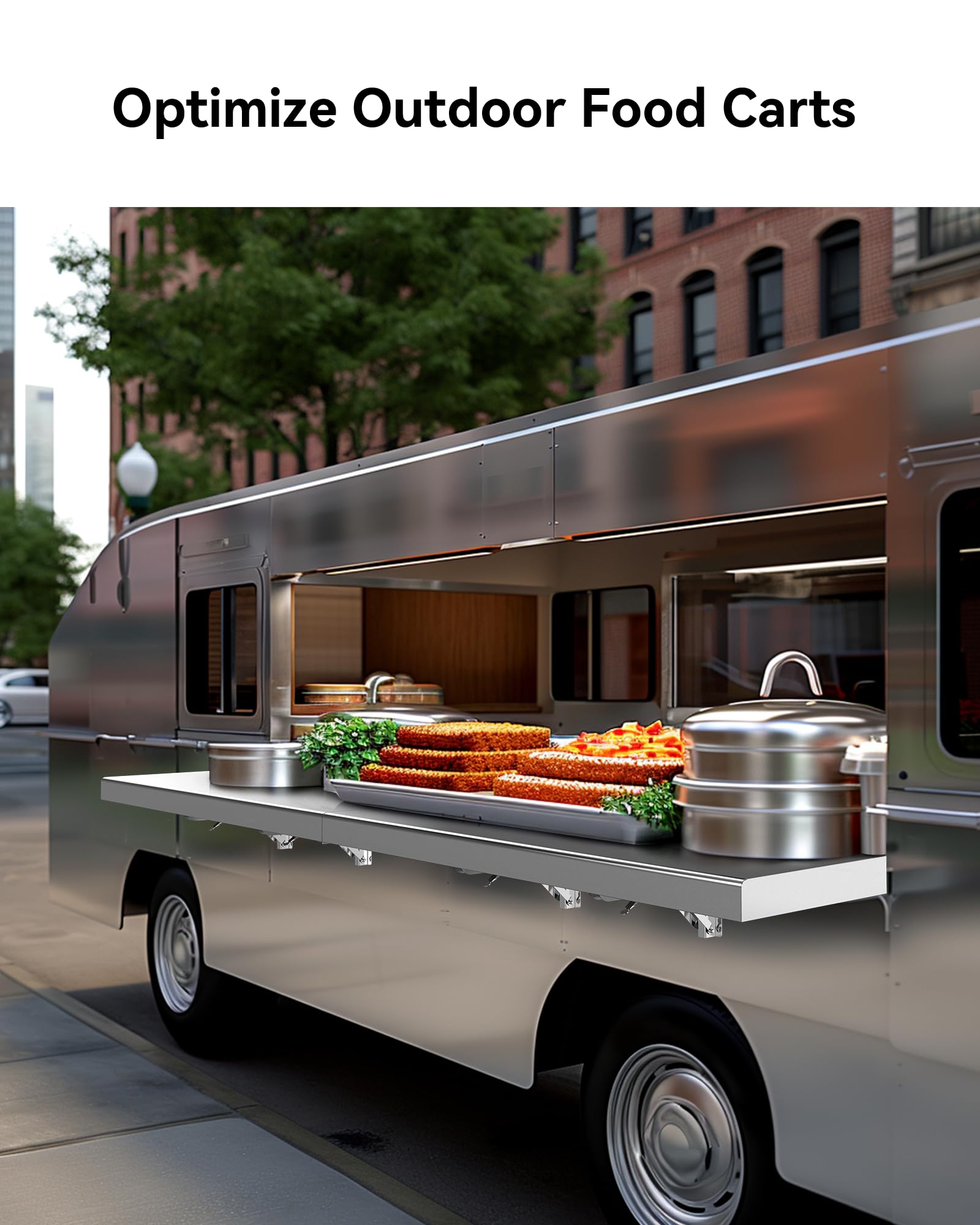 ZeroPone Stainless Steel Folding Wall Shelf 72L x 12W Inch,Stainless Steel Folding Drop-Down Food Shelf Stand,for Kitchen, Restaurant, Garage, Laundry Room, Food Truck, Window Service