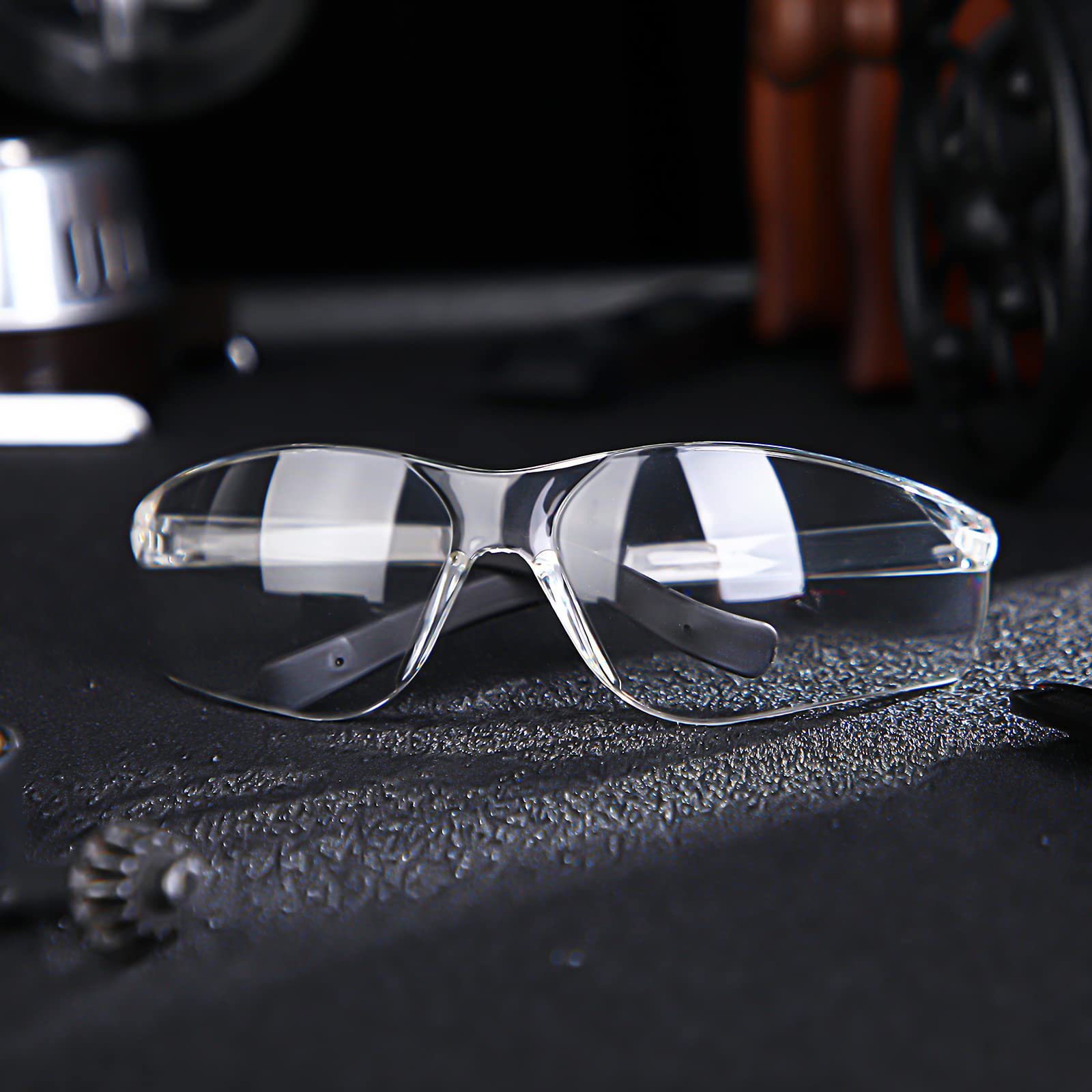 Queekay 20 Pcs Safety Glasses UV Scratch Resistant Eyewear Polycarbonate Goggles Clear Protective Eyewear for Lab Science (Transparent)