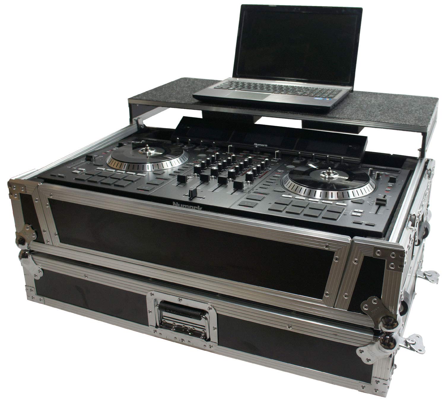 Harmony Audio HCNS7LTWFXTR Flight Glide Laptop Stand Combo DJ Case Compatible with Numark NS7FX