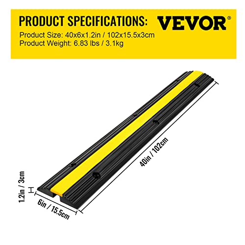 Happybuy 4 Pack of 1-Channel Rubber Cable Protector Ramps Heavy Duty 18000Lbs Load Capacity Cable Wire Cord Cover Ramp Speed Bump Driveway Hose Cable Ramp Protective Cover
