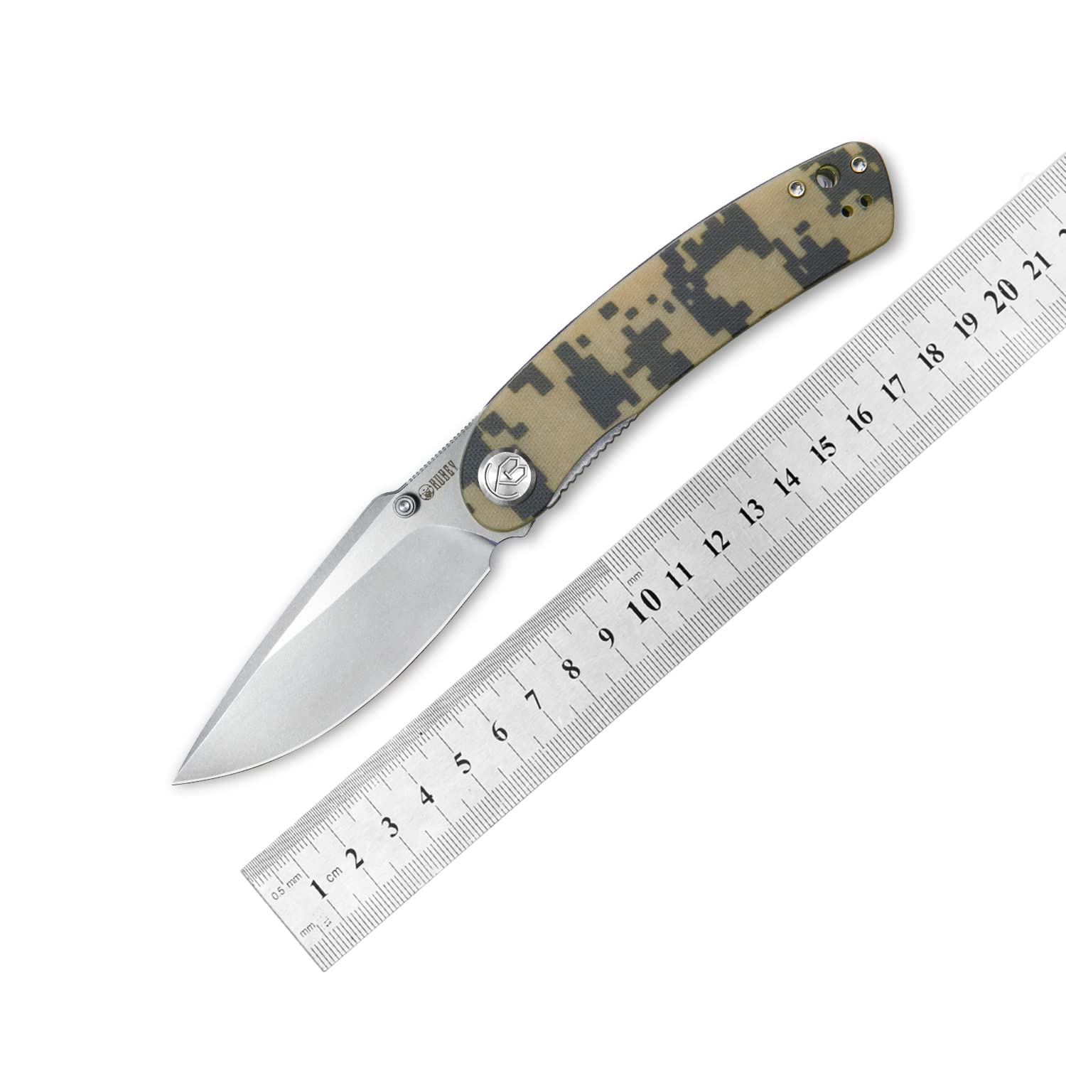 KUBEY Momentum KU344D Everyday Carry Pocket Knife, 3.43-Inch Drop Point Blade G10 Handles with Dual Thumb Studs and Reversible Clip for Outdoor Hunting Camping