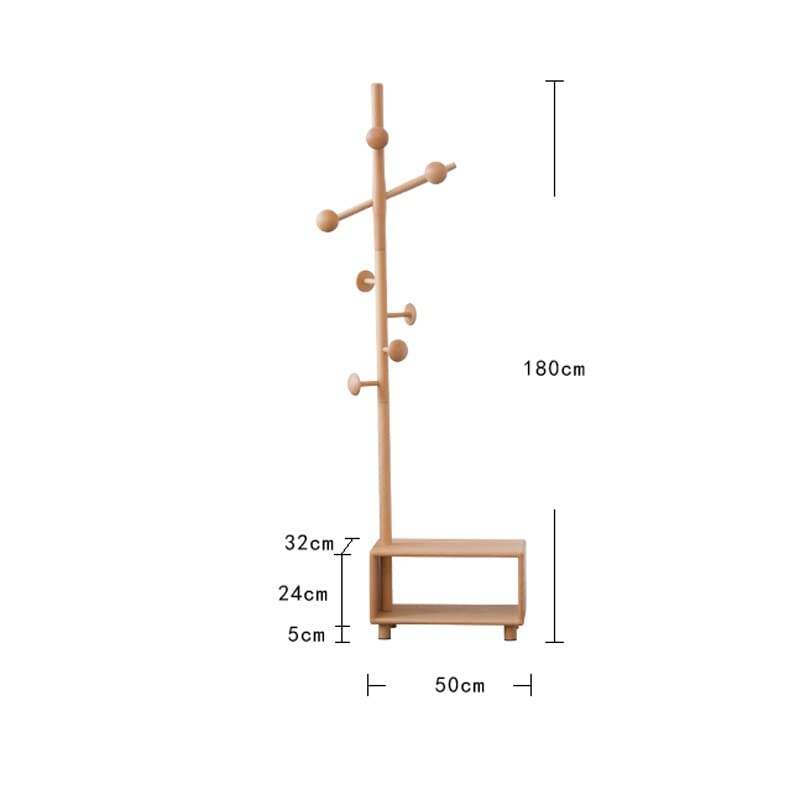 YASEZ Wooden Clothes Rack Design Floor Clothes Hat Rack Single Pole Standing Bedroom Furniture (Color : E, Size : As Shown)