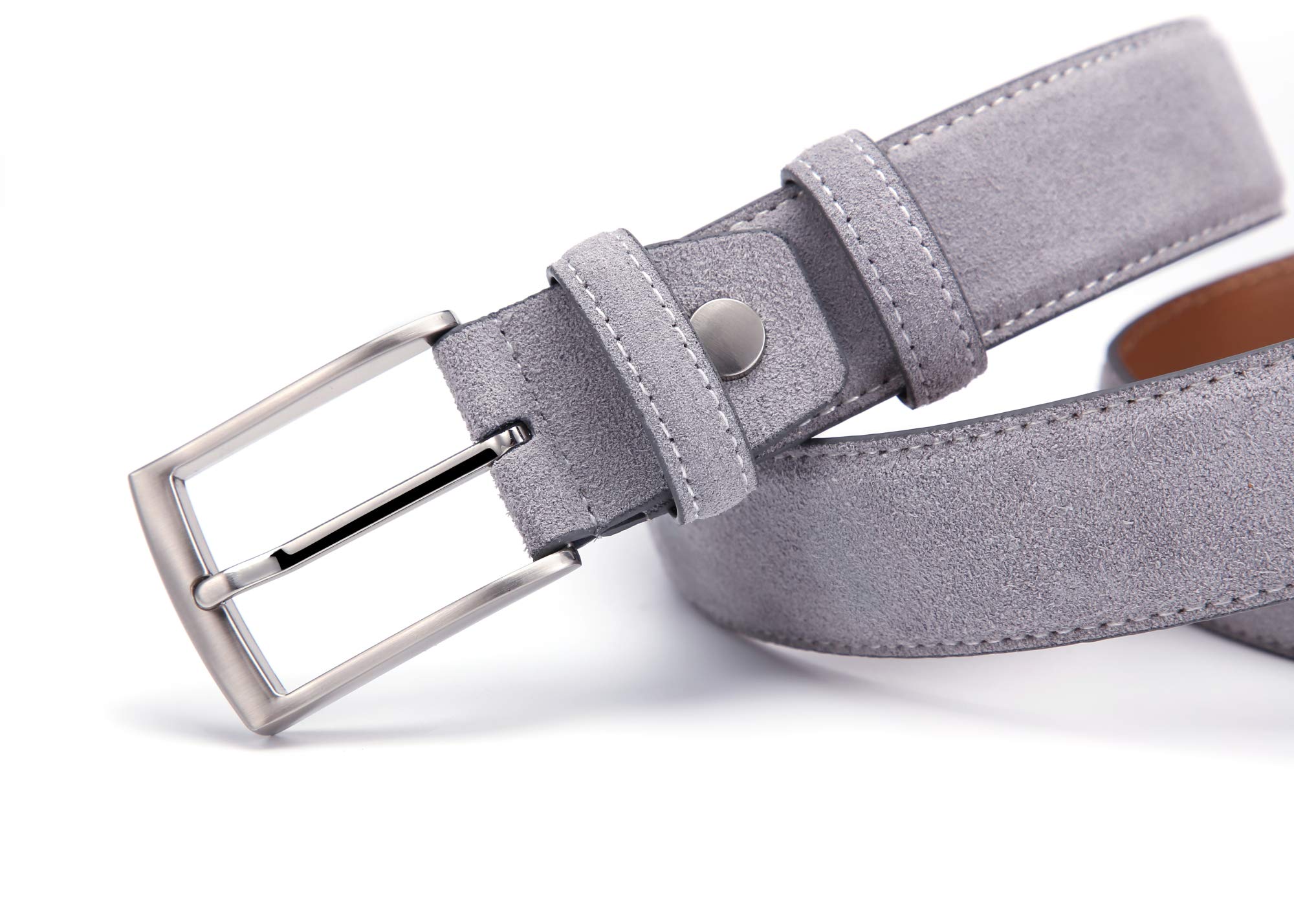 Ground Mind Extra Thickness Suede Leather Belt for Men,34,Grey