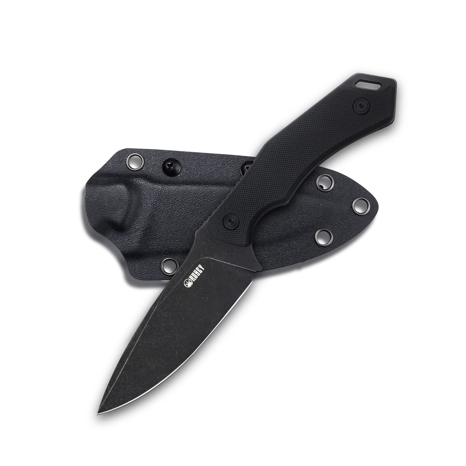 KUBEY Orthodox KU2108 Fixed Blade Work Knife, Outdoor Utility Knife with 4.02-Inch 14C28N Sandvik Blade G10 Handle, w/Kydex Sheath Ideal for Camping Hunting Hiking (Darkwashed)