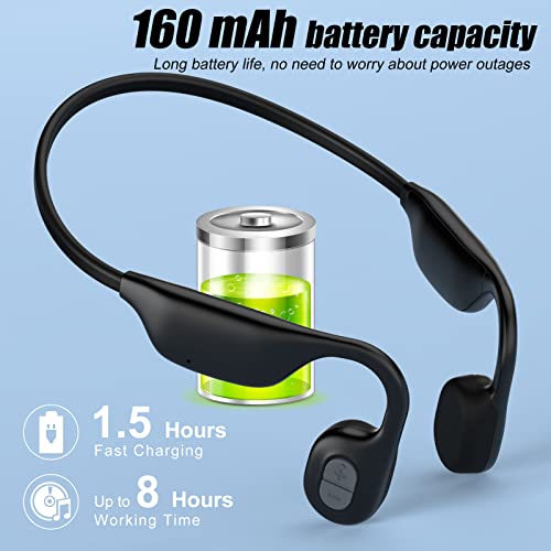 Tonfarb Bone Conduction Headphones Open Ear Wireless Bluetooth Headset with Mic Sweat Resistant Bone Conducting Earphones for Running Fitness Office Home Workouts Cycling (Black-Swimming)