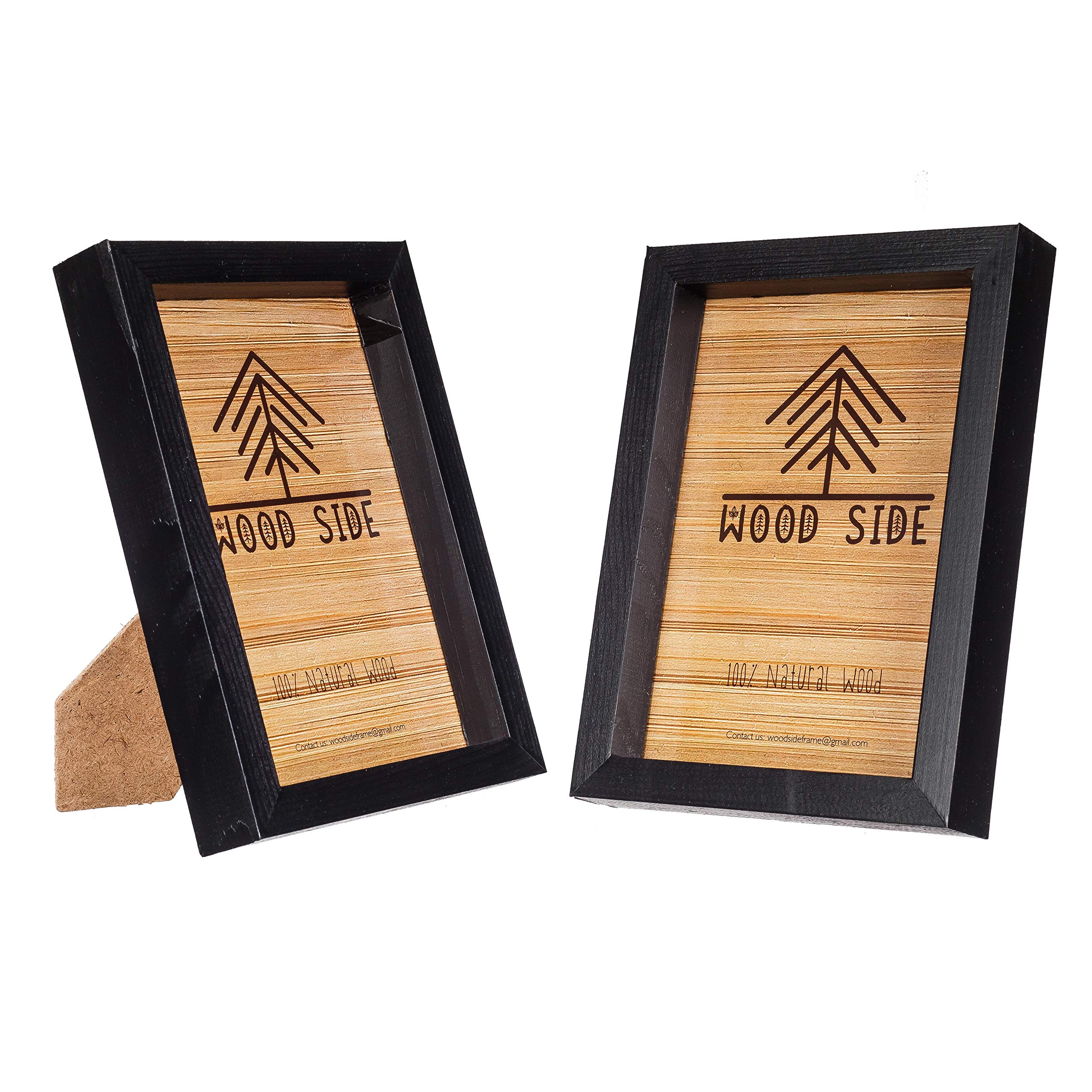 Green Wooden Picture Frames 8x10 Set of 2 - Natural Rustic Solid Wood Thick Borders, Wall Mount and Tabletop Display