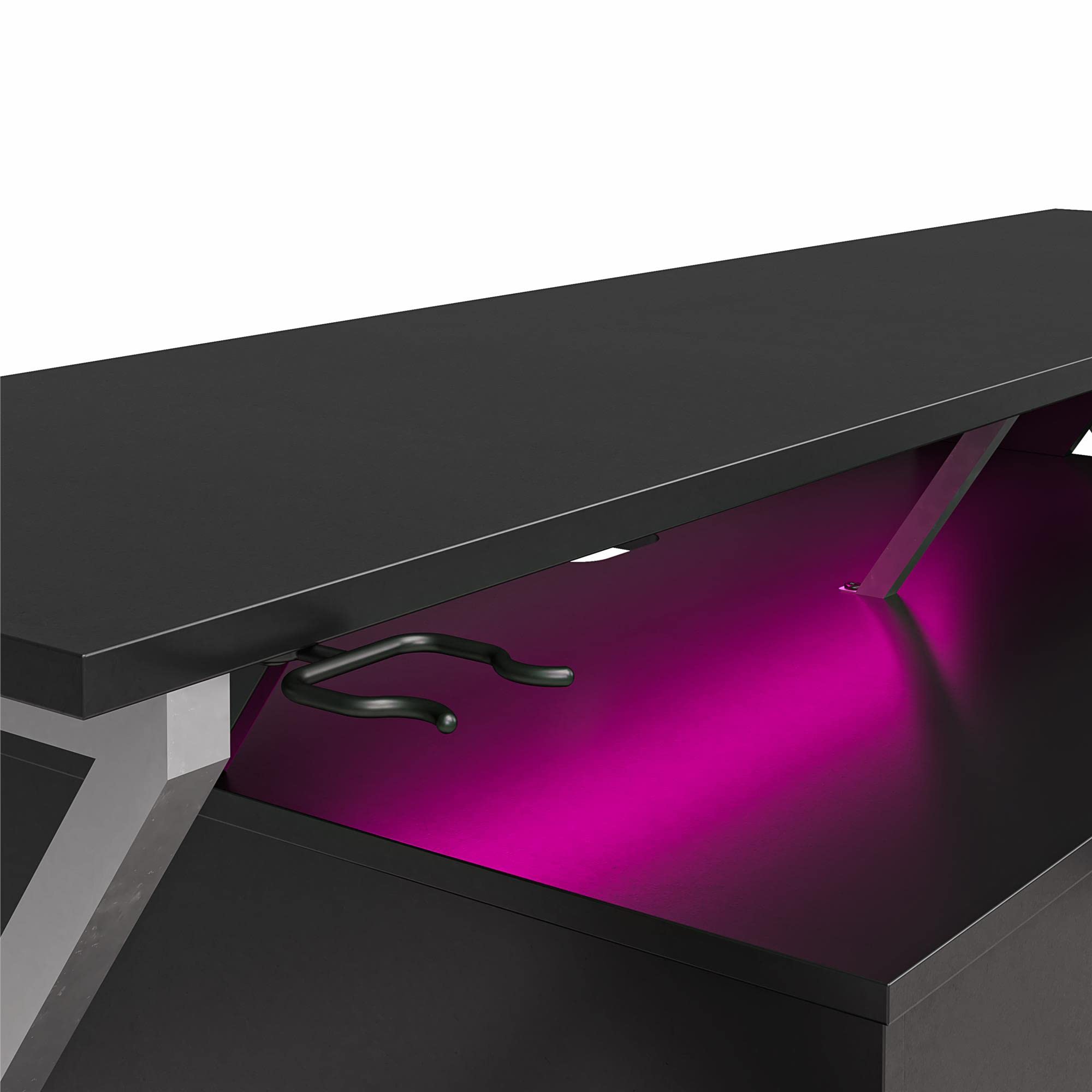 NTense Xtreme Gaming Console Stand with LED Light Kit for TVs up to 65", Black